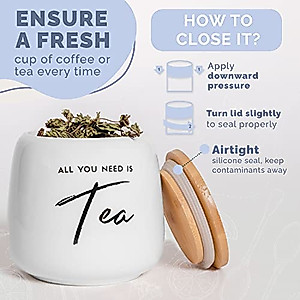 FIFTH FORK Canister Sets for the Kitchen - Perfect Kitchen Canisters for Countertop - Set of 3 Kitchen Canisters - Great for Countertop Storage - Ceramic Food Storage Containers