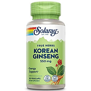 SOLARAY Korean Ginseng 550 mg | Healthy Stress, Energy & Physical Endurance Support | 50 VegCaps