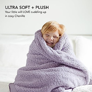 Little Giraffe Baby Blanket - Chenille Soft Blanket with Satin Trim - Baby Stroller Blanket - Newborn Baby Essentials & Baby Gifts - 29x35 - Lavender