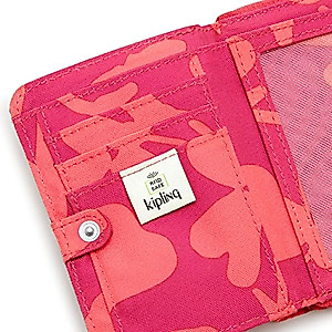Kipling Women's Money Love, RFID Anti-Hacker Technology, Zip Closure Wallet, Coral Print