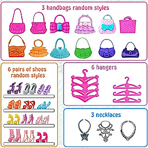 ZTWEDEN Doll Winter Coat Jacket Clothes and Accessories for 30cm Girl Doll with Doll Shoes Winter Tops Coat Jacket Jeans Dress Skirt T-Shirt Hat Hangers Necklaces Handbags for Girls Xmas Gift