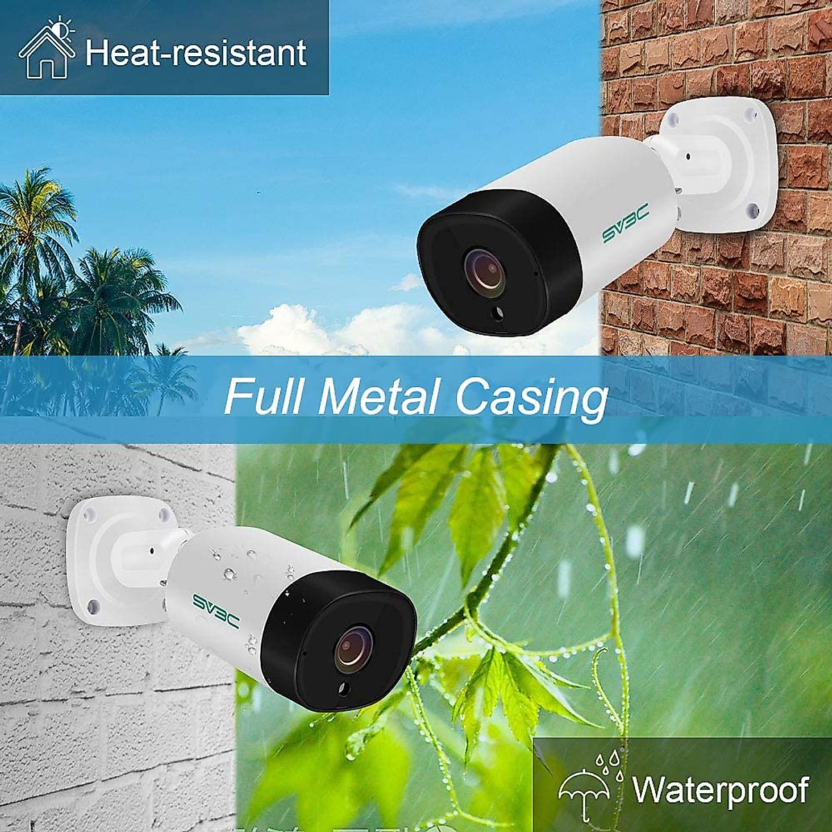 SV3C 4K POE IP Camera Outdoor POE Cam with Motion Detection, Night Vision, Metal Shell IP67 Waterproof, One-Way Audio, H265, H264, Support Danale APP, Bule Iris, RTSP, Onvif Conformant, Cloud Storage