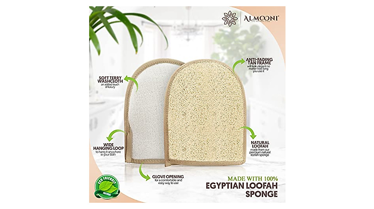 Premium Egyptian Loofah Gloves for Exfoliation - 2 Pack | ALMOONI
