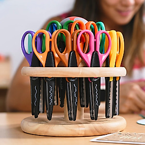 ECR4Kids Kraft Edgers with Rotating Hardwood Rack, Decorative Scissors, Assorted, 18-Piece