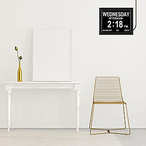 Digital Calendar Clock Date and Time Day of The Week Clock 8 Alarm Options + Auto Dimming for Seniors Dementia Elderly Patients