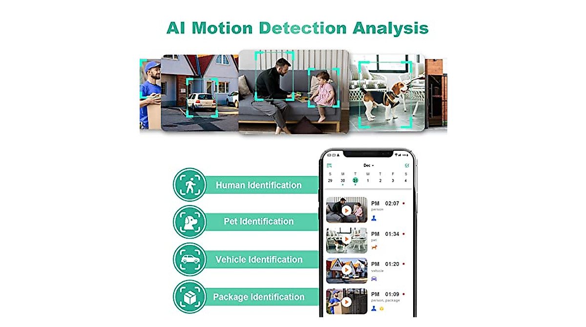 Wireless Outdoor Security Camera 1080P with AI Motion Detection