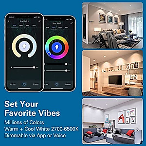 MoKo Smart WiFi LED Spot Light Bulb 5W GU10 Dimmable Spotlight RGB + Cool + Warm Light Work with Alexa Echo,Google Home,Compatible with SmartThings, Voice/APP Control, Timer, 2.4GHz Network, 4 Pack