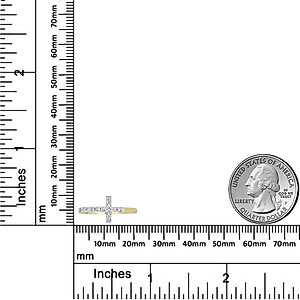AVORA 10K Yellow Gold Simulated Diamond CZ Sideway Cross Ring - Size 8