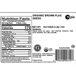 Yupik Organic Flax Seeds, Brown, 2.2 lb, Pack of 1
