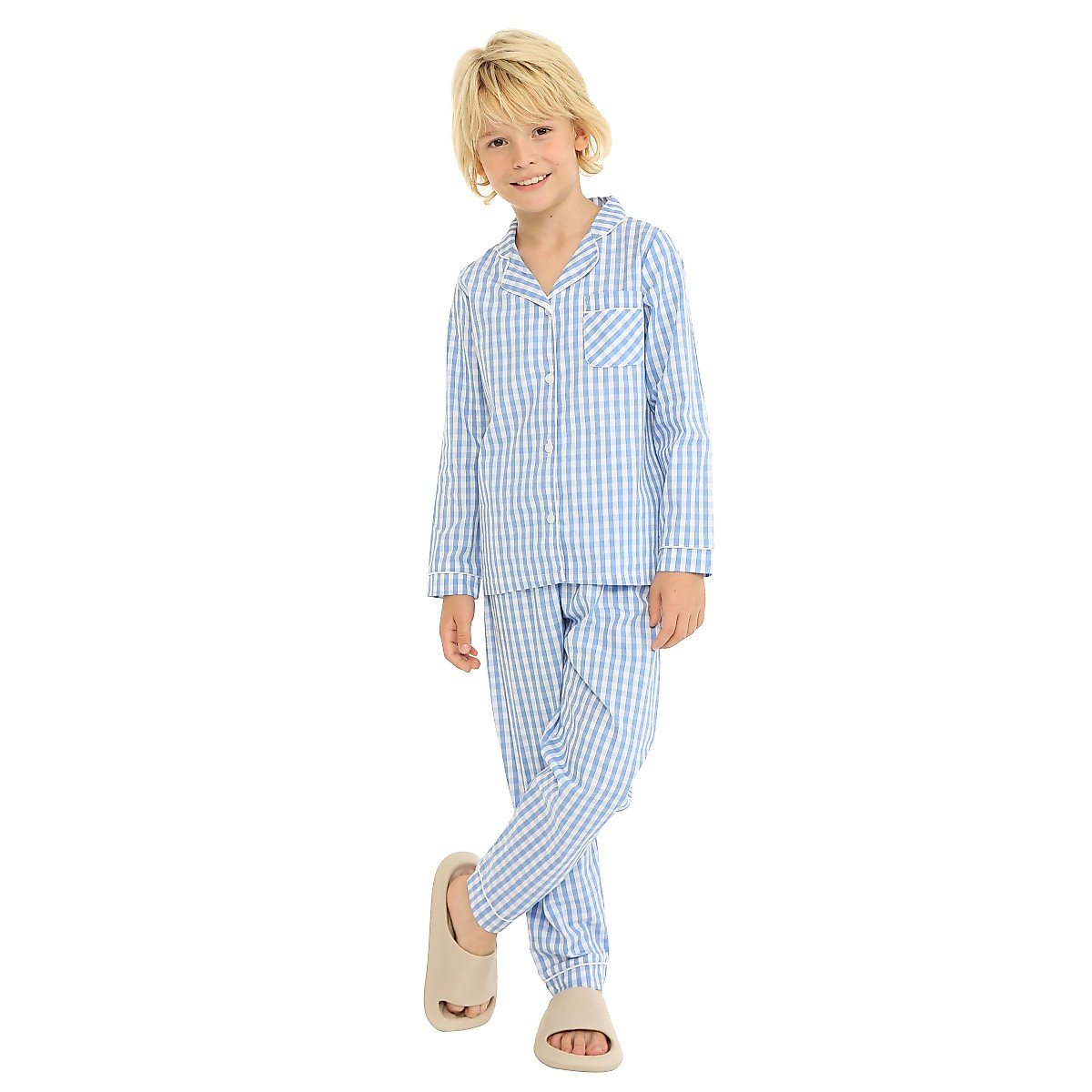 Mud Kingdom Baby Pajamas for Girls Boys Kids Clothes Sets Button Down Lattice 100% Cotton Sleepwear Pink 2T