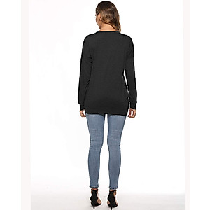 ZILIN Womens Tops Fall Long Sleeve Shirts Loose Fit Tunic Tops Sweatshirt with Pockets Grey XXL