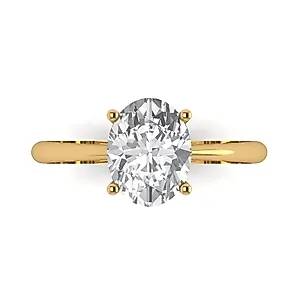 Clara Pucci 2.0 ct Oval Cut Solitaire Genuine Lab Created White Sapphire Bridal Designer Anniversary Engagement Ring 14k Yellow Gold