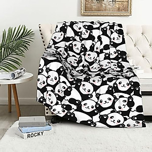 BBKD Panda Fleece Throw Blanket for Bed 40" x 30", Panda Lightweight Super Soft Plush Flannel Throw Blanket for Women, Men and Kids