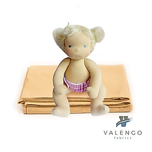 VALENGO Premium Skin Tone Fabric for Doll Making, 100% Cotton Interlock Fabric, Waldorf Doll Skin Fabric, Cloth Doll Skin Color Fabric - 1 Yard (Tan)
