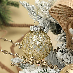 Clear Christmas Ball Ornaments, 30ct 2.36" Gold Shatterproof Xmas Ball Decorations Set Decorative Hanging Ornaments for Christmas Tree Home Office Decor Gift for Christmas Party Wedding