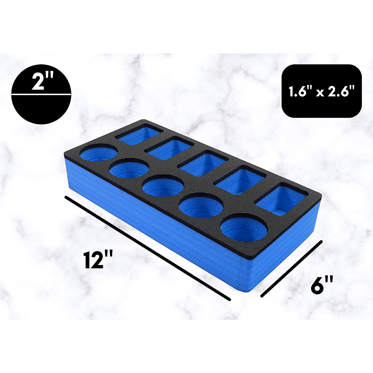 Polar Whale Lotion and Body Spray Stand Organizer Tray Blue Black Durable Foam Washable Waterproof Insert for Home Bathroom Bedroom Office 12 x 6 x 2 Inches 10 Slots