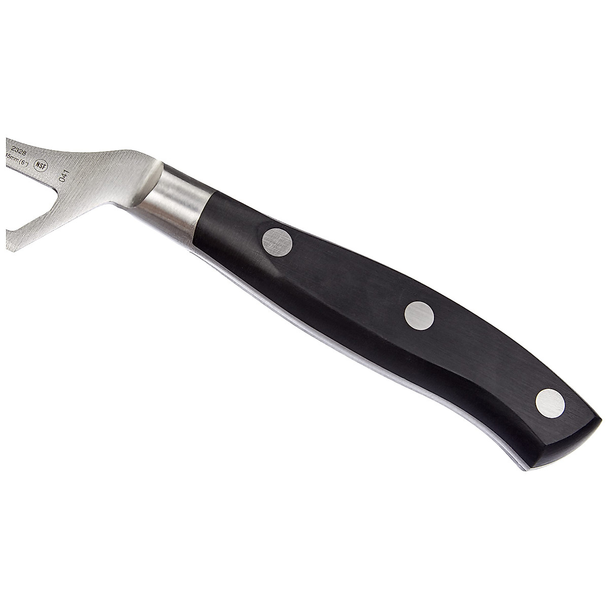 ARCOS Cheese Knife 6 Inch Nitrum Stainless Steel and 145 mm blade. Ergonomic Polyoxymethylene POM Handle. Series Riviera. Color Black