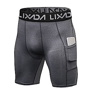 LIXADA Men's Compression Shorts Pants 3Packs, Performance Sports Baselayer Cool Dry Tights Active Workout Underwear