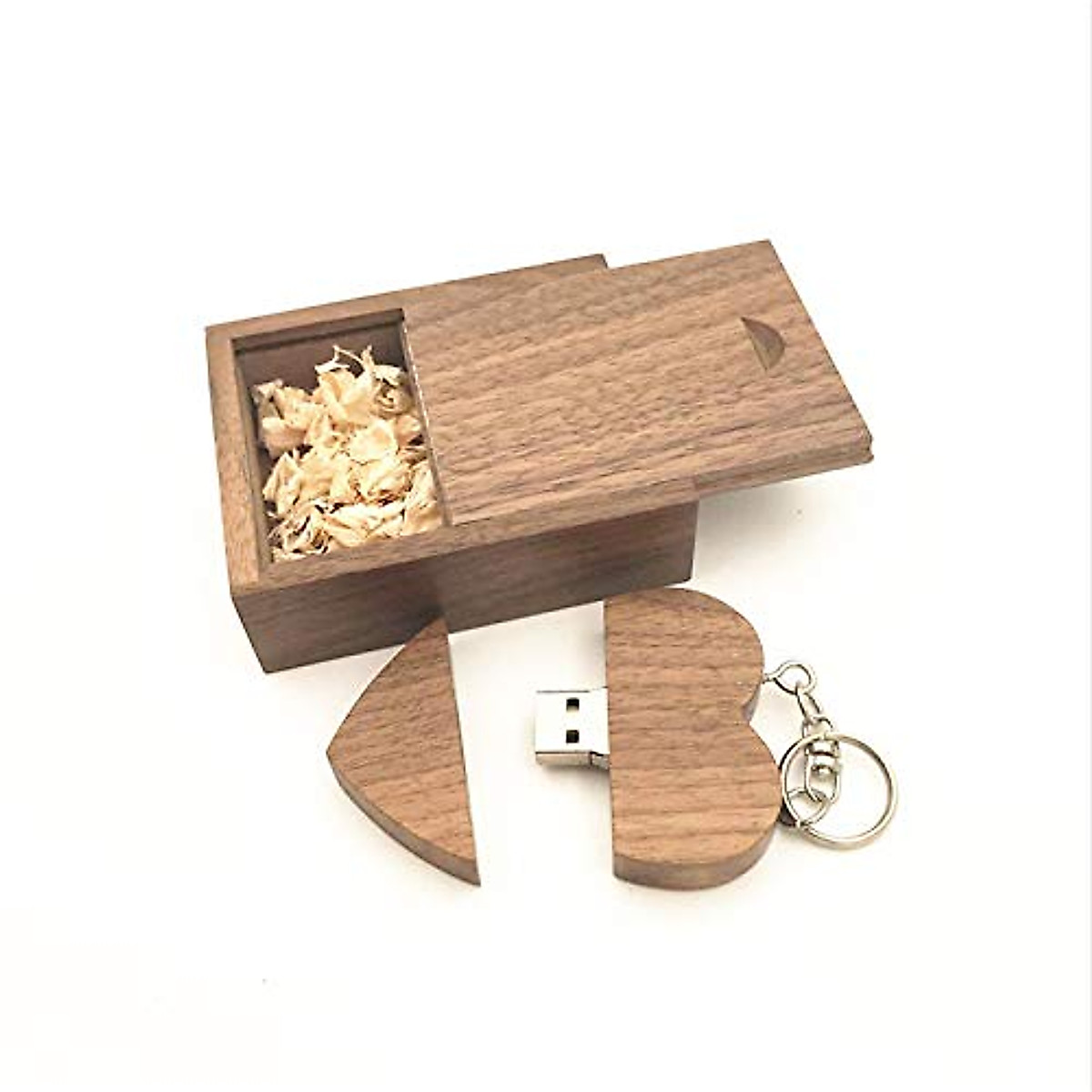 A Plus+ 10 PCS Eco Wooden USB Flash Drive 16GB Heart Shaped with Matching Box for Wedding Photography Valentine's Day