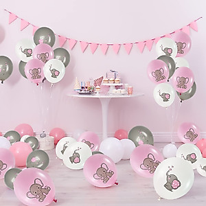 45Pcs Elephant Balloons - Elephant Baby Shower Decorations for Girl and Baby , Pink Elephant Theme Gender Reveal Party Birthday Party Supplies Indoor Outdoor Decor