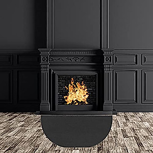 DASG Fire Retardant Carpet, Fireplace Mat Area Rug Half Round Carpet Non-Slip Hearth Mat, Black Fireproof Protectes Floor From Sparks Embers For Stove