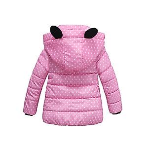 Girls Zip up Hoodie Jacket Hooded Warm Puffer Jacket Parka Coat Outwear with Pockets for Fall Winter Pink