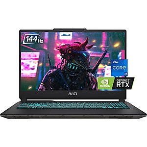 MSI Cyborg 15 Gaming Laptop, 15.6" 144Hz FHD IPS Display, 10-Core Intel Core i7-12650H, NVIDIA Geforce RTX 4060, 32GB DDR5 RAM, 1TB NVMe SSD, Backlit Keyboard, HDMI, USB-C, Win 11, w/CUE Accessories