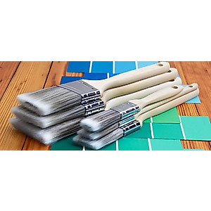 12PK 3 inch Flat Brush Premium Wall/Trim House Paint Brush Set for Professional Painter and Home Owners Painting Brushes for Cabinet Decks Fences Interior Exterior & Commercial Paintbrush.