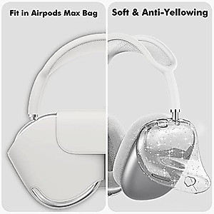 NIUTRENDZ Clear Case for AirPods Max Case Cover Soft TPU Protective Ear Cups Covers Accessories【Anti-Fingerprint, Anti-Scratch & Anti-Dust】 (Glitter)
