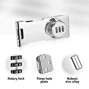 Tidorlou Cabinet Password Hasp Lock Combination Lock 3-Digit Password Code Latch Lock for Cabinets Door Barn Door Locker Toolbox Fence, 2pack Silver