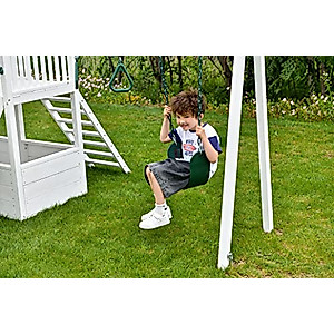 Avenlur Craftsman Modern Swing Set - Outdoor Backyard Swing: Montessori Waldorf Style Slide, Clubhouse, Fort, Gymnastic Bar, Rock Climb Wall, and More for Kids' Imaginative Play - ASTM Cert. - 3-11yr