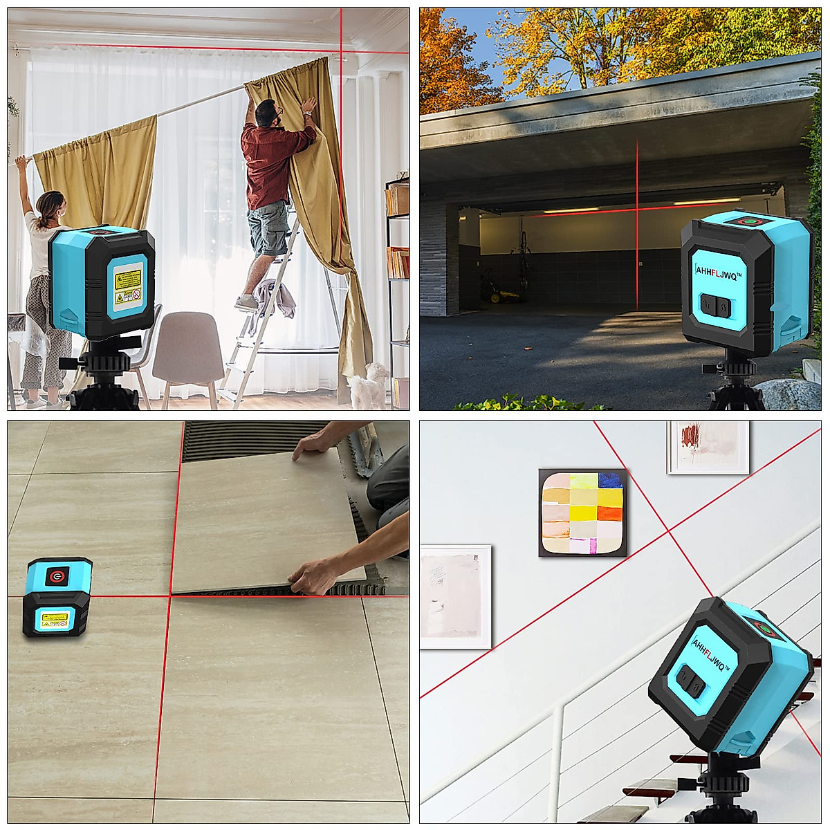 Laser Level,AHHFLJWQ 50ft Cross Line Laser with Vertical and Horizontal Line Self-Leveling,For architectural murals,Battery Included AA.