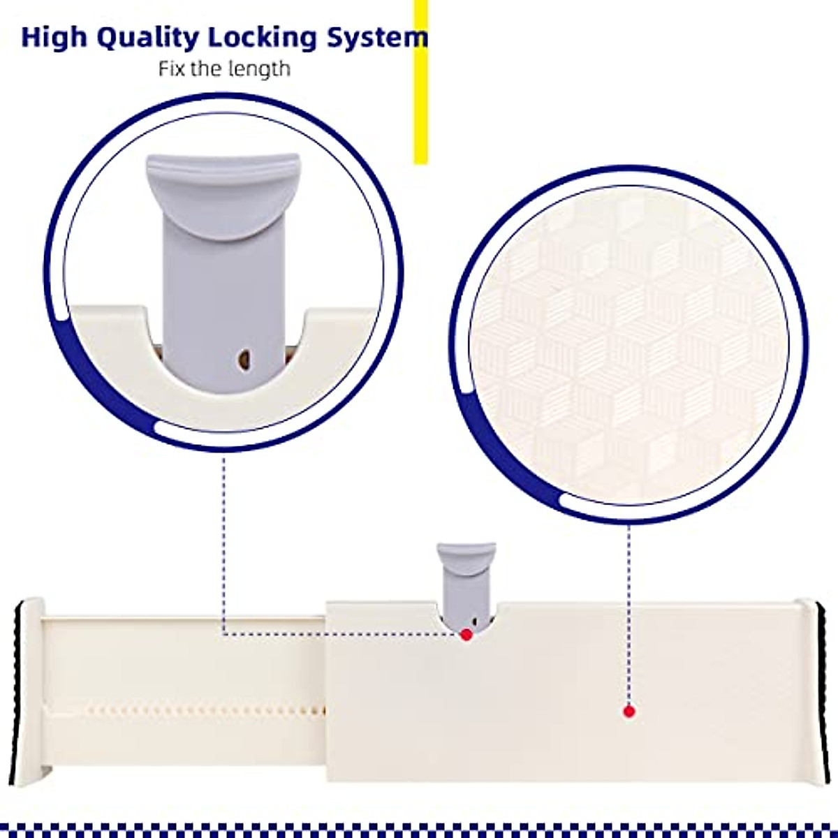 ZNCMRR Drawer Organizer 6 Pack Dresser Drawer Organizers 4”High Expandable from 11-17 Inches, Drawer Dividers for Clothes, Dresser, Closet, Drawer, Office, Kitchen Storage