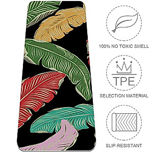 Yoga Mat, Yoga Mats for Home Workout, Workout Mat, Exercise Mats, Pilates Mat, Color Leaves Pattern
