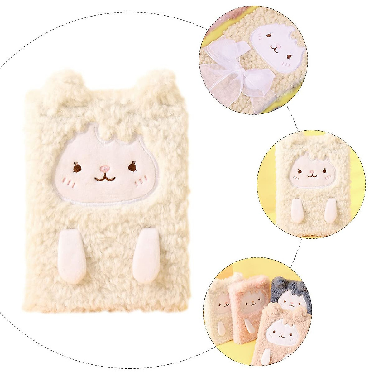 NUOBESTY 3 Pcs Notebook Girls Journal Sketchbook Plush Journals Girls Journal Book Girl Journal Diary Journal Diary of a Wimpy Kid Book Girls Diary Book Lamb White Toddler Travel Sherpa