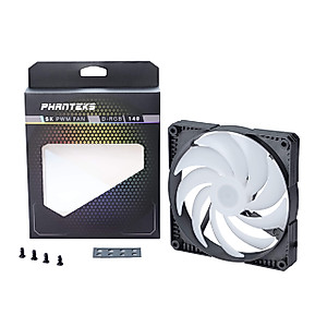 Phanteks (PH-F140SK_DRGB_PWM) SK140 DRGB PWM Fan, 140mm Fan, high Airflow Nine-Blade Design, DRGB Lighting, Rubber dampening washers - Black