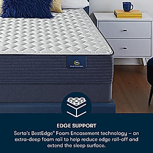 Serta - 10.5" Clarks Hill Firm Queen Mattress, Comfortable, Cooling, Supportive, CertiPur-US Certified,White/Blue