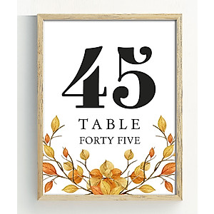 Darling Souvenir, Autumn Theme 1-12 Table Numbers Fall Wedding Reception Decor Table Cards (4x6 Inches)