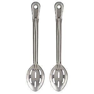 Metal Perforated Spoon for Buffet - Pack of 2 - Commercial Stainless Steel Serving Spoons - Large Cooking Skimmer with Holes