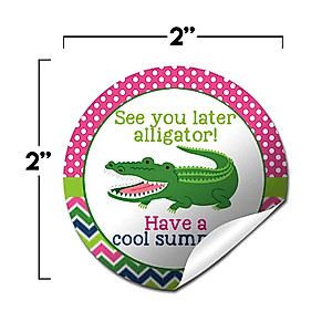 Later Gator End of The School Year Teacher Appreciation Thank You Sticker Labels for Girls, 40 2" Party Circle Stickers by AmandaCreation, Great for Envelope Seals & Gift Bags