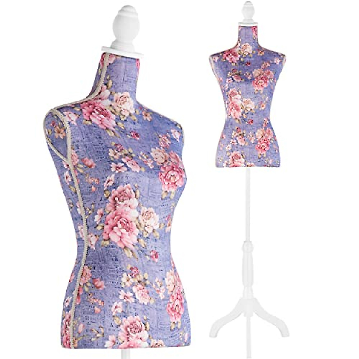 Female Dress Form Mannequin Body, 52''-67'' Height Adjustable Female, Mannequin Body Dress Form with Wooden Tripod Base Stand, for Sewing, Display,Purple