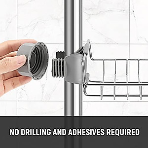 Buoluty Clawfoot Tub Shower Caddy(Shower Rod Not Included),Clawfoot Tub Accessories,Tub Caddy,SUS304 Stainless Steel Shower Shelves,Clawfoot Tub Soap Caddy