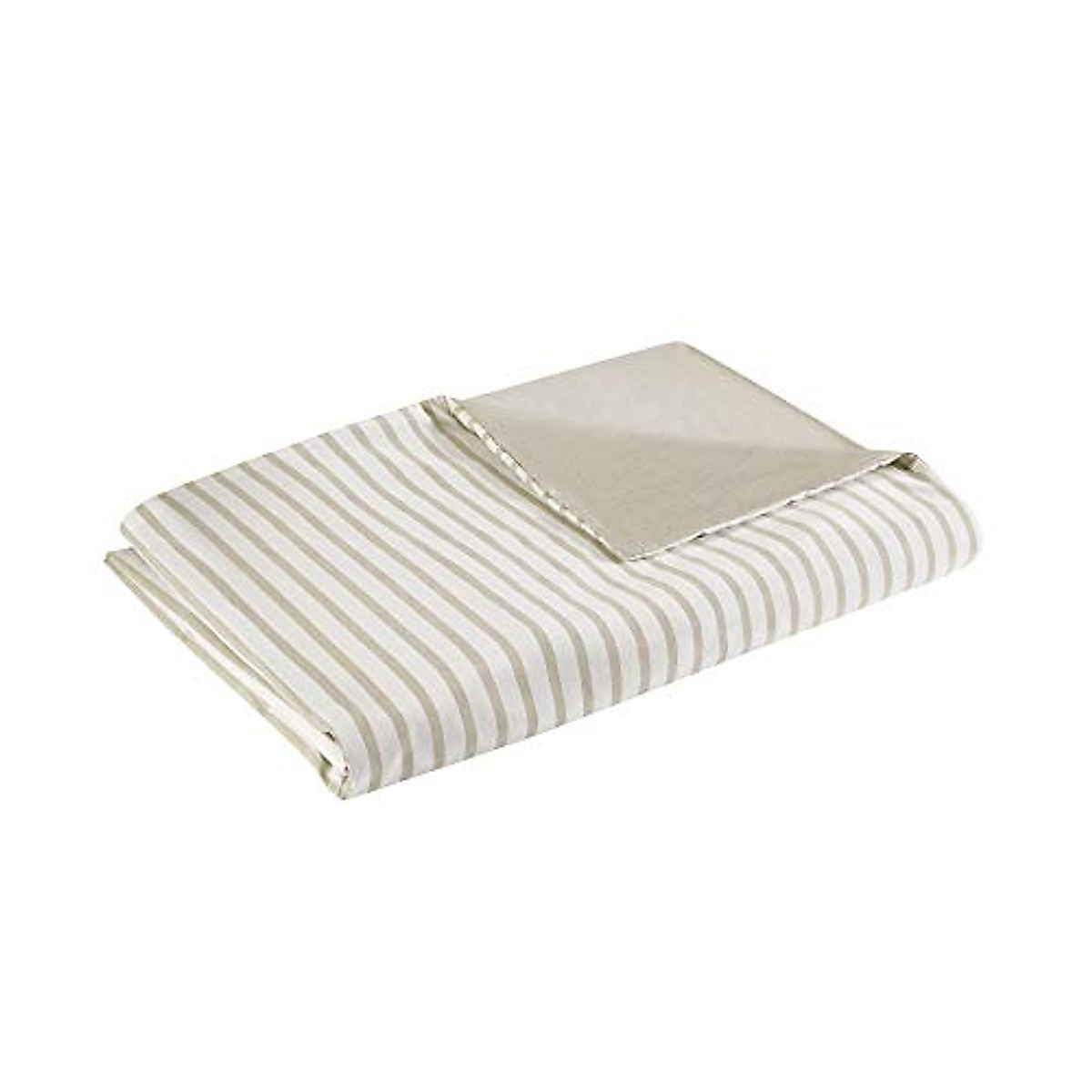 Madison Park Essentials Hayden Duvet Set Yarn Dyed Stripe Pattern, Solid on The Reverse, All Season Comforter Cover Bedding Set with Matching Sham, King/Cal King, Tan 3 Piece