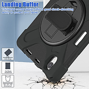 ZenRich iPad Mini 7 Case (A17 Pro 2024), Heavy Duty Shockproof Rugged Case for iPad Mini 7th/6th Generation with Pencil Holder/Kickstand/Hand Strap/Carrying Shoulder Belt, Black