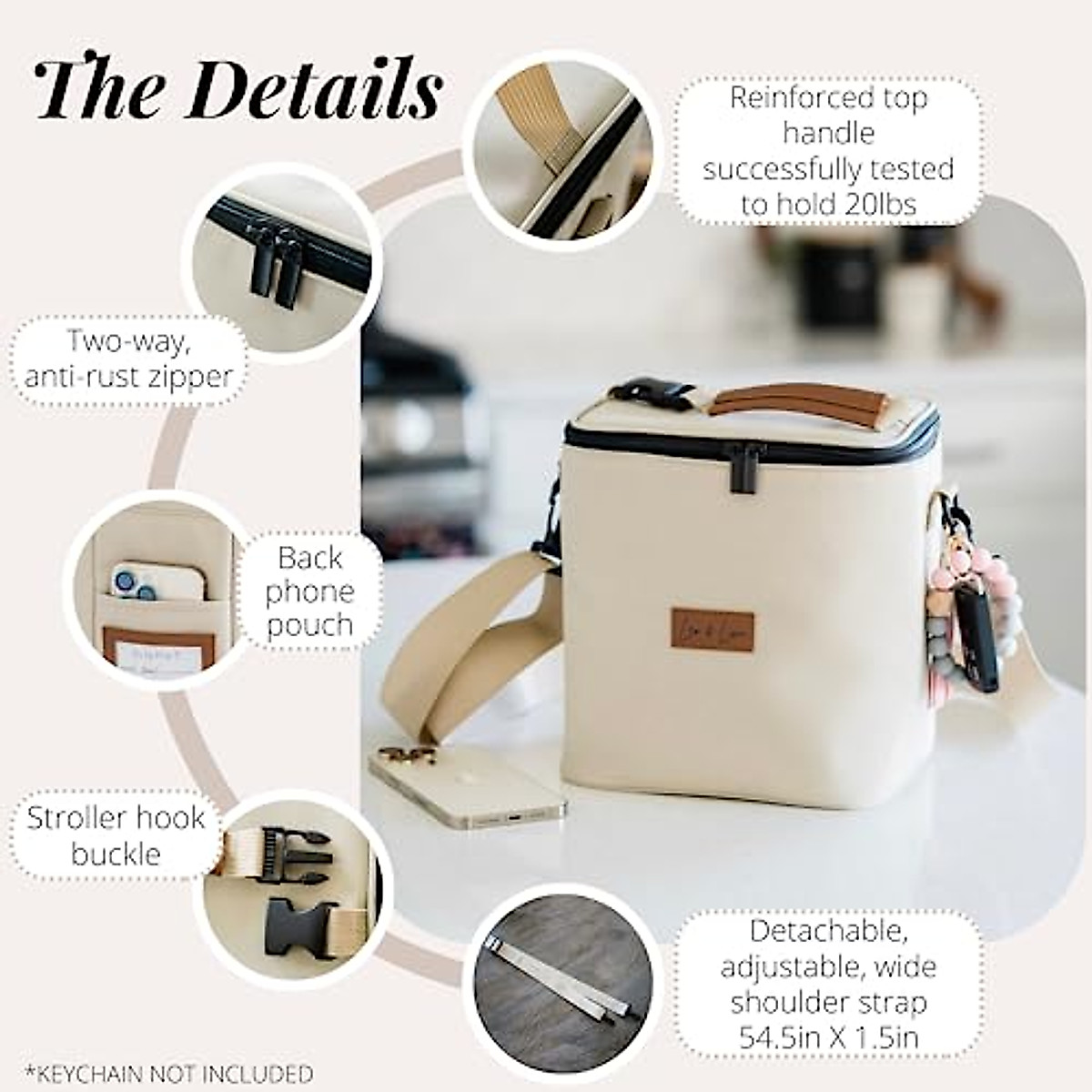 Leo & Livi Breastmilk Cooler Bag with Ice Pack | Leakproof Baby Bottle Cooler Bag with Name Tag for Daycare Holds 6 Bottles up to 9oz | Breast Milk Cooler Travel with Shoulder Strap