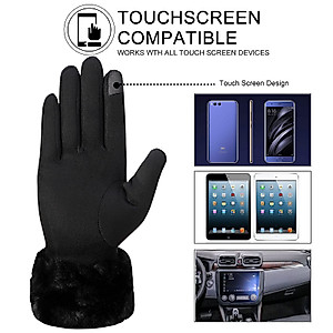 Henykany Winter Gloves for Women Warm Touchscreen Glove Windproof Elastic Texting Black Gloves Women