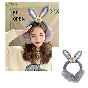 Women Rabbit Earmuffs Girls Cute Outdoor Ear Warmers Winter Warm Adjustable Ear Covers Foldable Children Animal Earmuffs