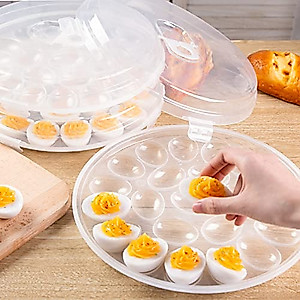 HAKSEN 3PCS Deviled Egg Containers with Lid, Clear Deviled Egg Platter Egg Carrier Egg Holder Deviled Egg Keeper Easter Thanksgiving Party Home Kitchen Supplies