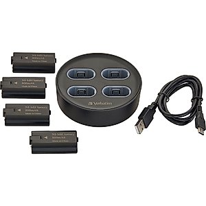 Verbatim Charging Stand with 4 x 800mAh Rechargable Battery Packs for use with Xbox Controllers Xbox Series X, Xbox Series S, Xbox One X, Xbox One S