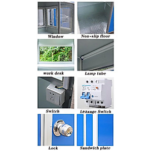 Portable Security Guard Cabin, Outdoor Modern Security Booth with Alarm Light